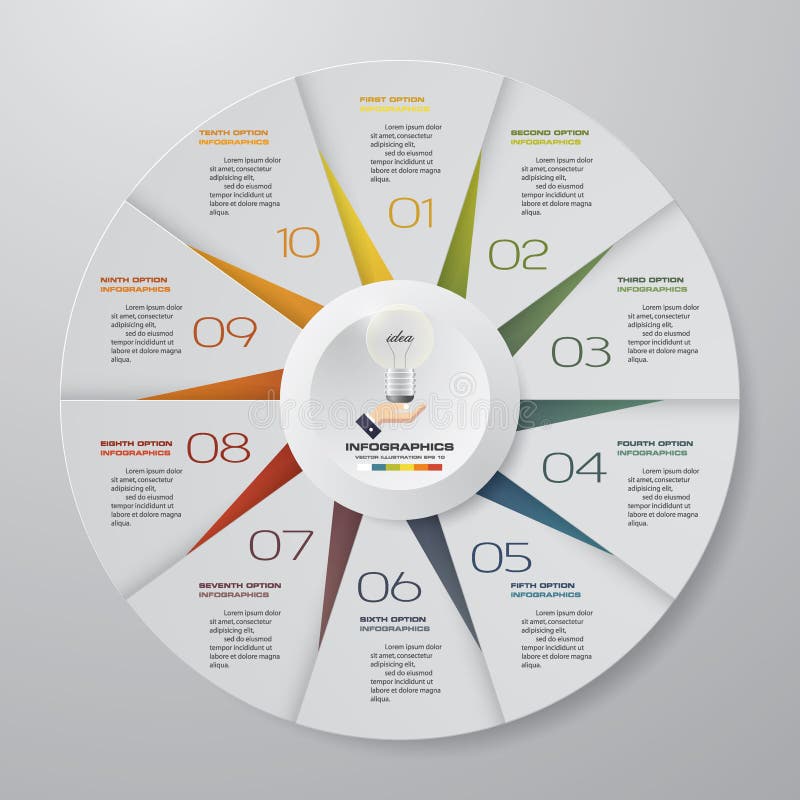 Abstract 10 Steps Modern Pie Chart Infographics Elements.Vector ...