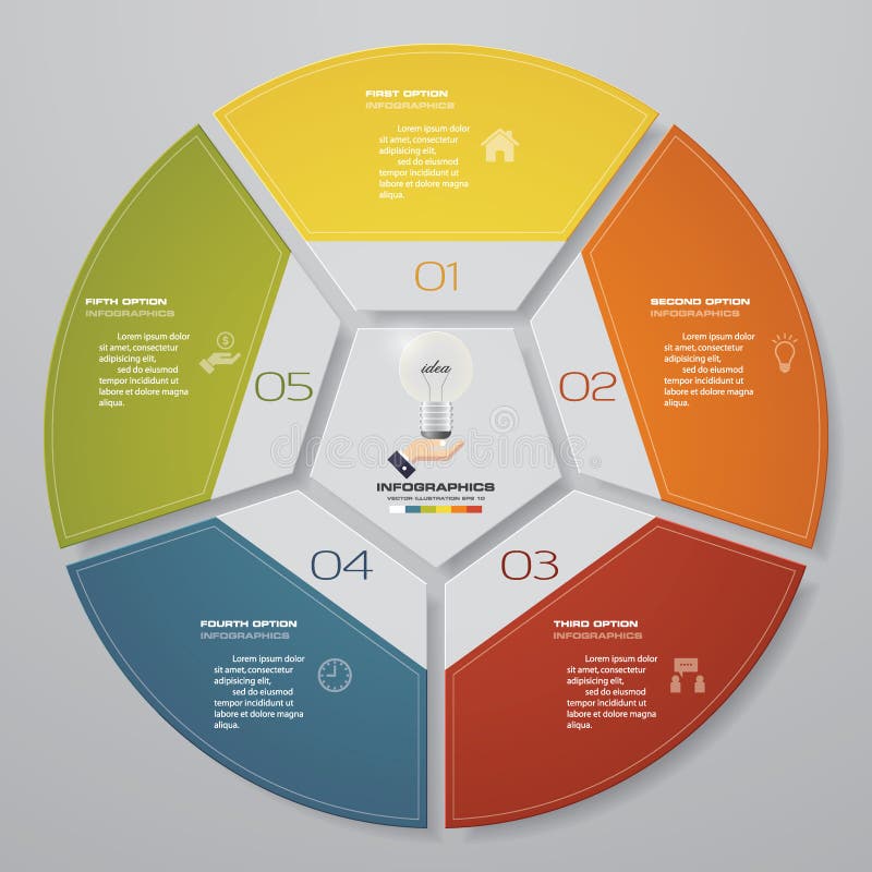 Abstract 5 Steps Modern Pie Chart Infographics Elements.Vector ...