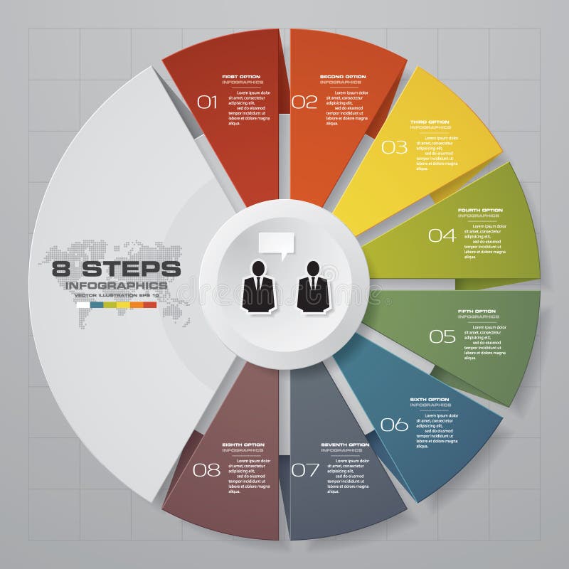 Abstract 8 Steps Modern Pie Chart Infographics Elements.Vector ...