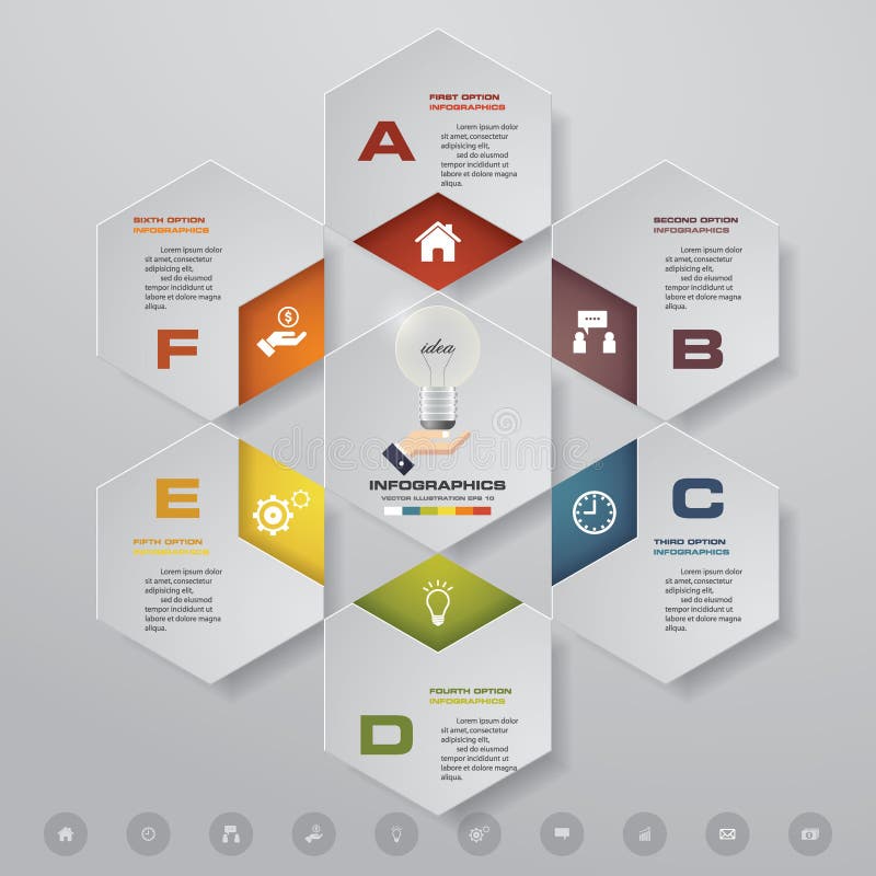 Abstract 6 Steps Modern Presentation Chart Infographics Elements Stock ...