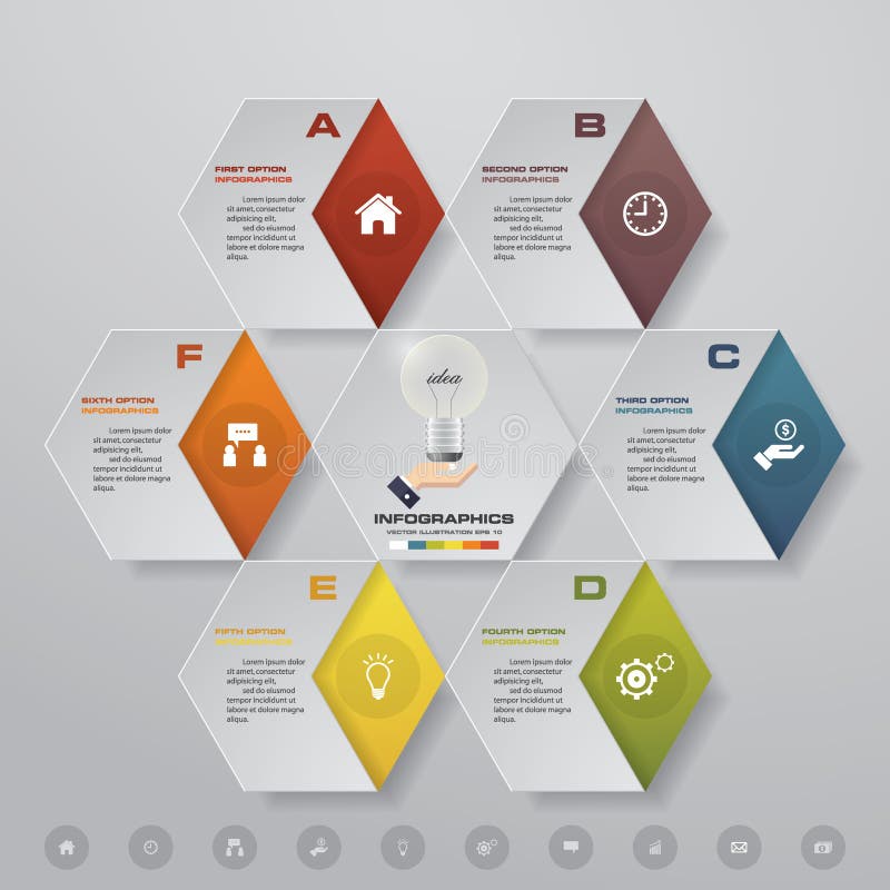 Abstract 6 Steps Modern Presentation Chart Infographics Elements Stock ...