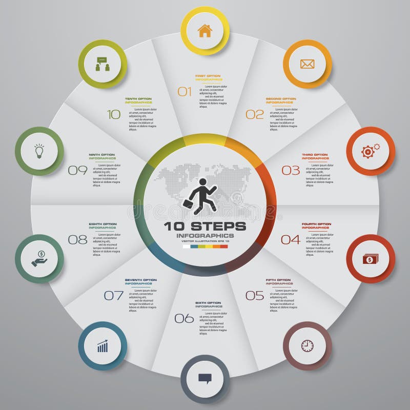 Abstract 10 Steps Pie Chart Infographics Elements.Vector Illustration ...