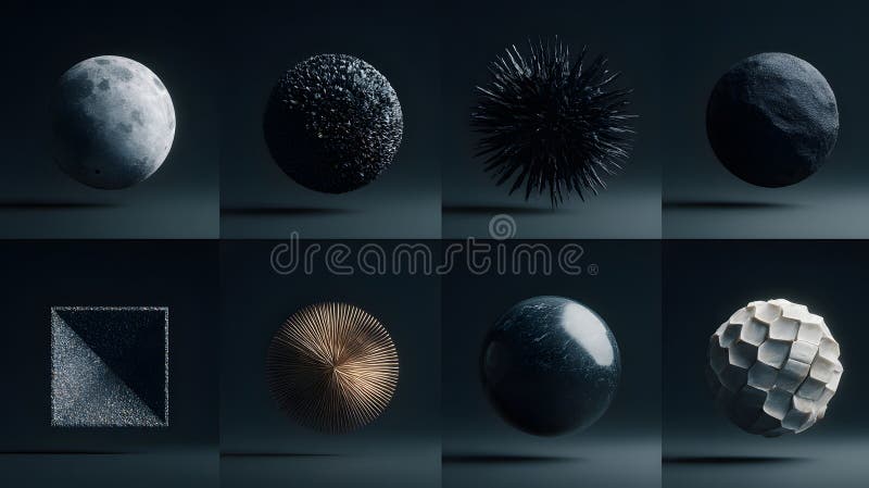 Abstract Still Life: Collection of Unique Spheres and Geometric Shapes ...