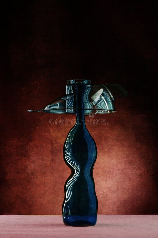 Abstract Still Life with a Glass Bottle of Indefinite Form Stock Photo ...