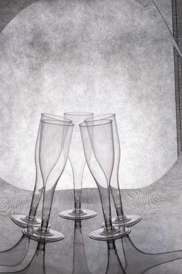 Abstract Still Life with Glasses on Reflective Surface Stock Photo ...