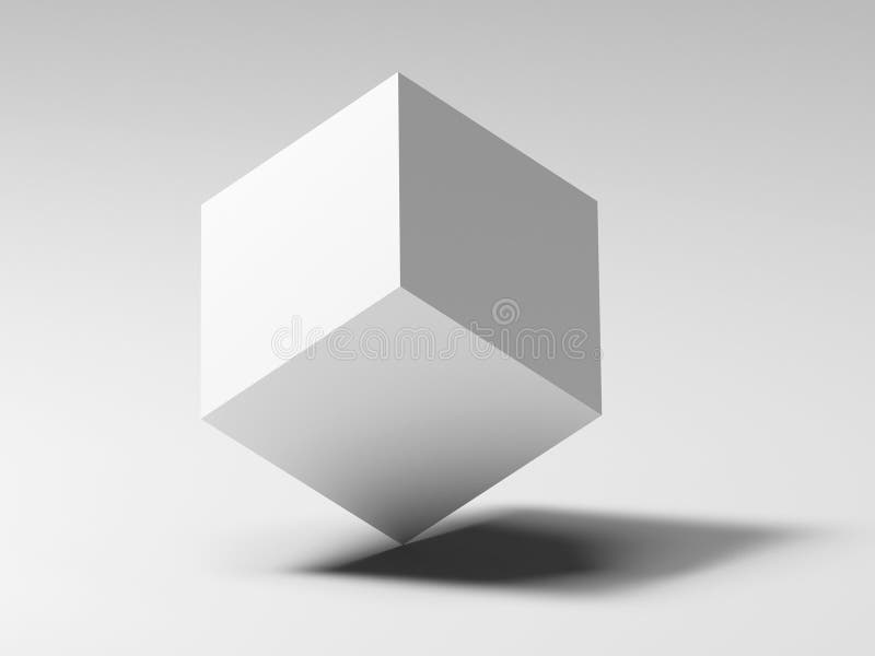 Abstract Still Life Installation, White Cube Stands on the Corner, 3d ...