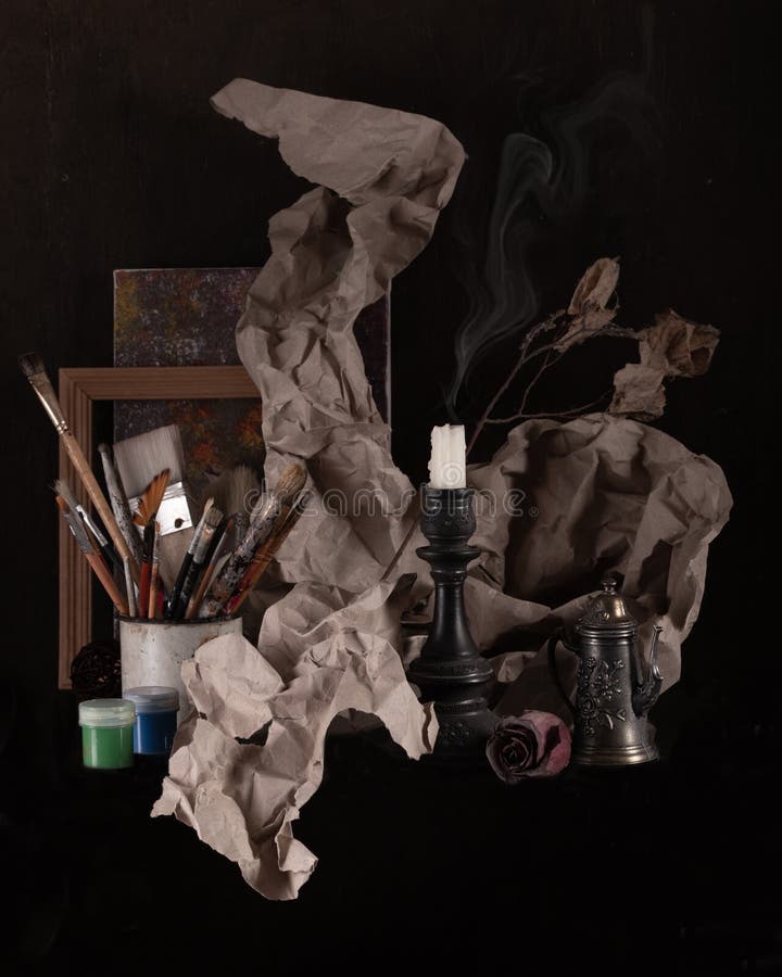 Abstract Still Life with Objects that Fly in Space Stock Photo - Image ...