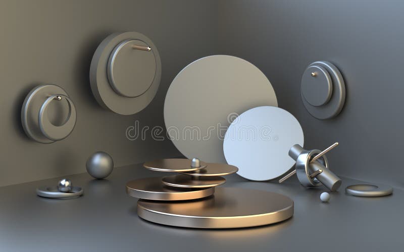 Abstract Still Life Scene with Metal Details 3D Image Stock ...