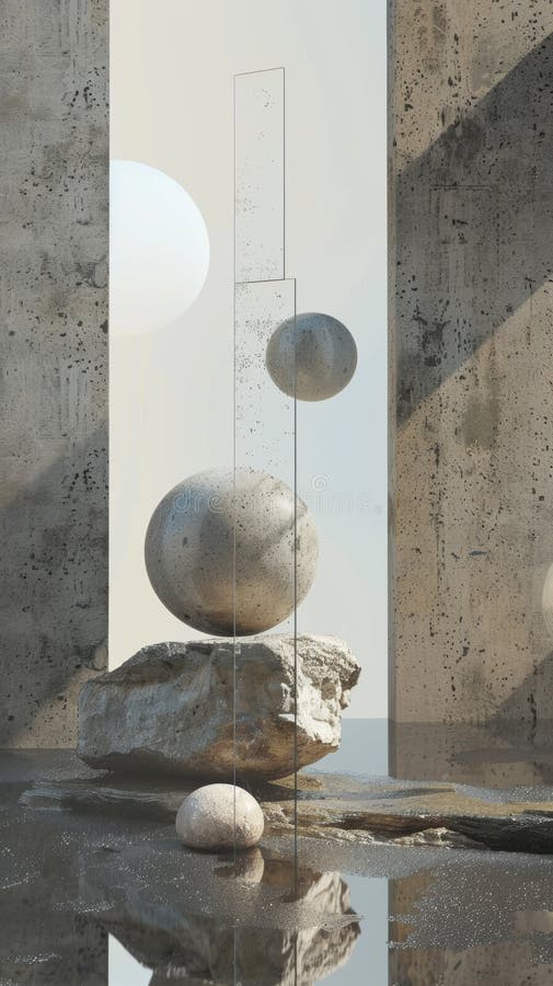 Abstract Still Life with Spheres and Geometric Shapes Stock ...