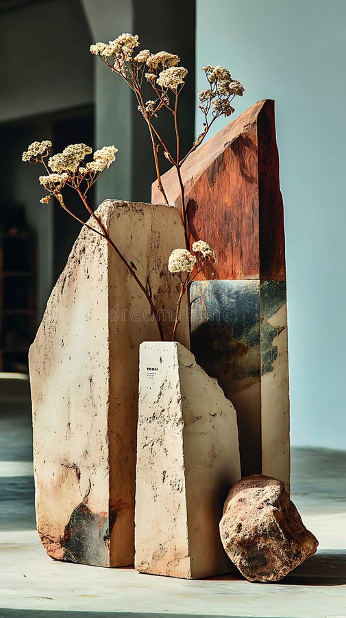 Abstract Still Life: Textural Composition with Geometric Forms, Dried ...