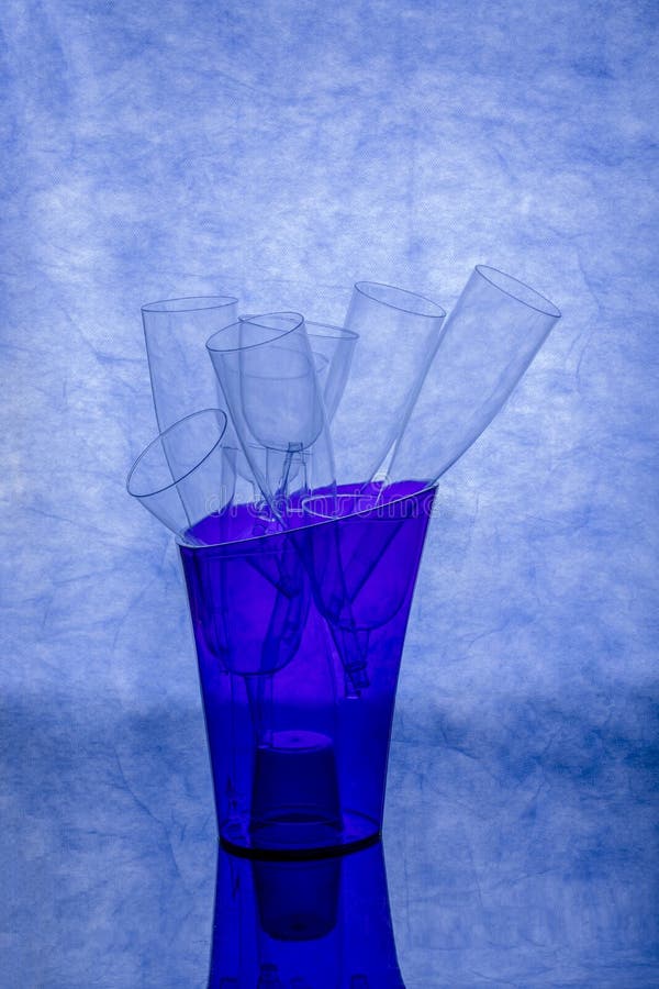 Abstract Still Life with Transparent Objects on Blue Background Stock ...