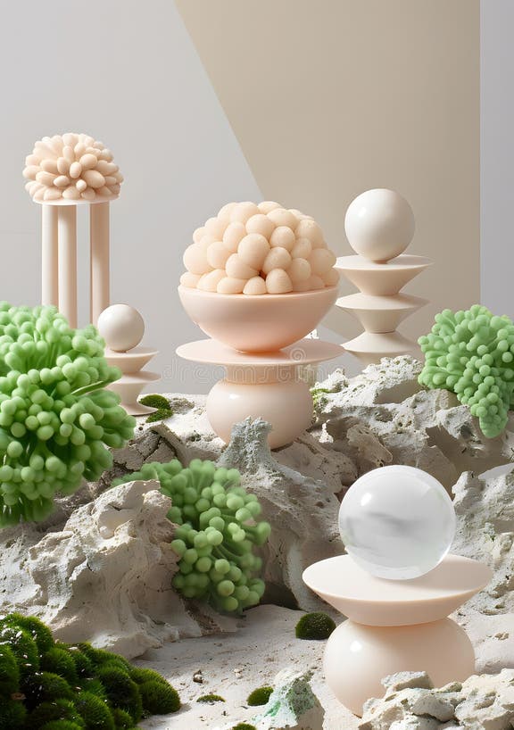 Abstract Still Life with White and Green Objects Generated Using AI ...