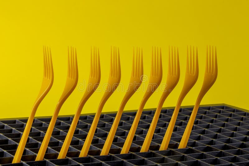 Abstract Still Life with Yellow Forks Stock Photo - Image of still ...
