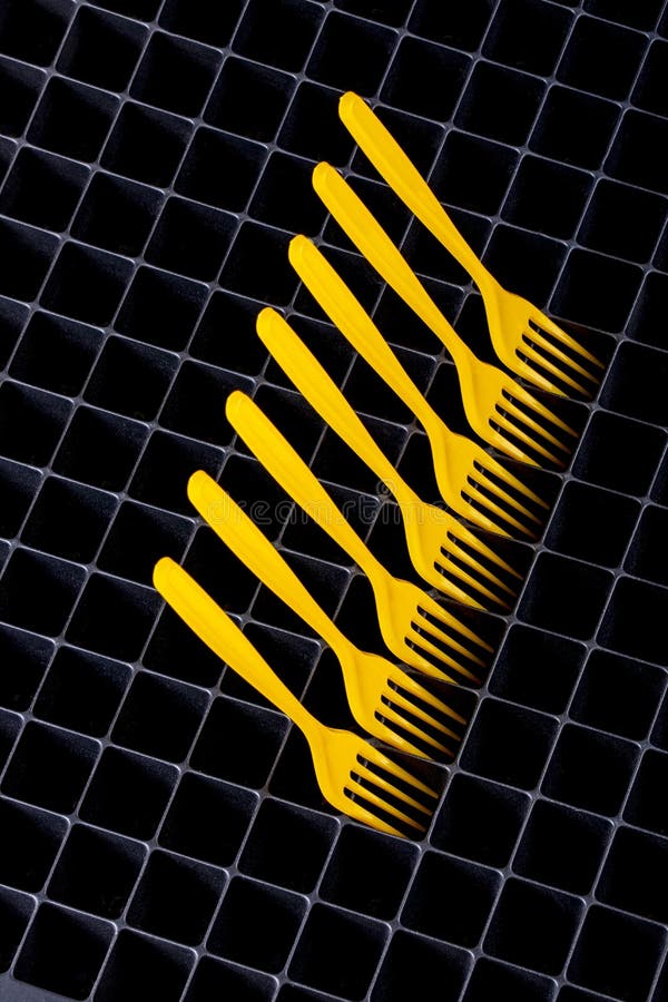 Abstract Still Life with Yellow Forks, Top View Stock Image - Image of ...