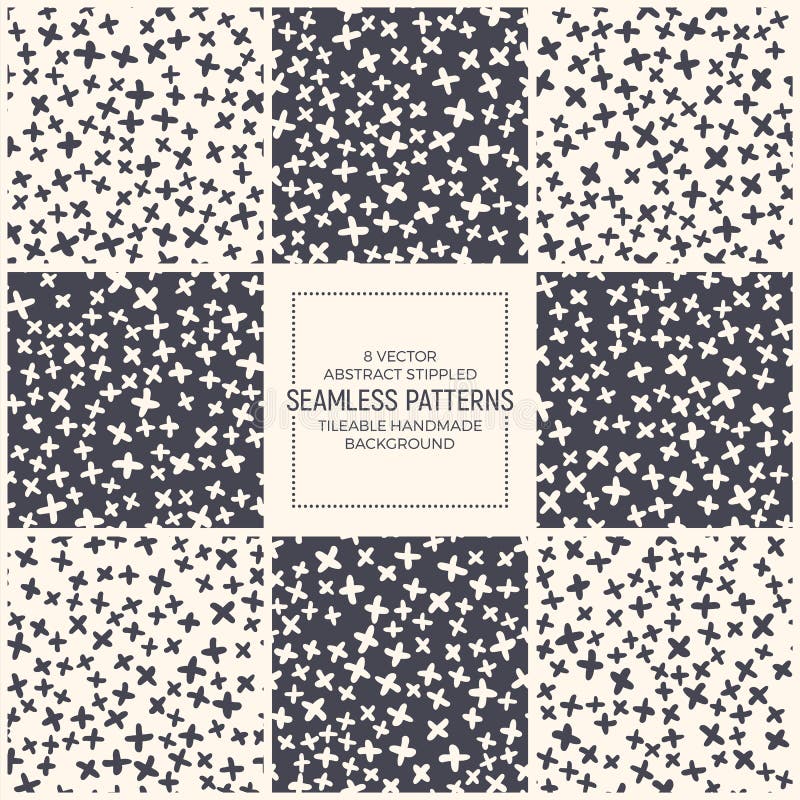 Abstract Stippled Seamless Patterns Vector Set Tileable Handmade ...