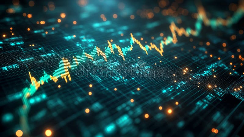 Abstract Stock Market Data Visualization Green and Orange Lines Digital ...