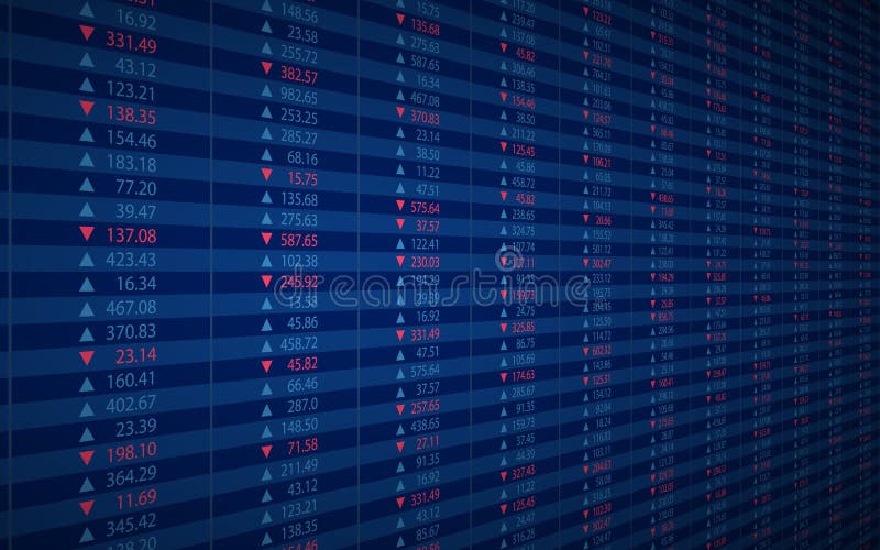 Abstract Stock Numbers with Arrow on Screen in Dark Blue Color ...