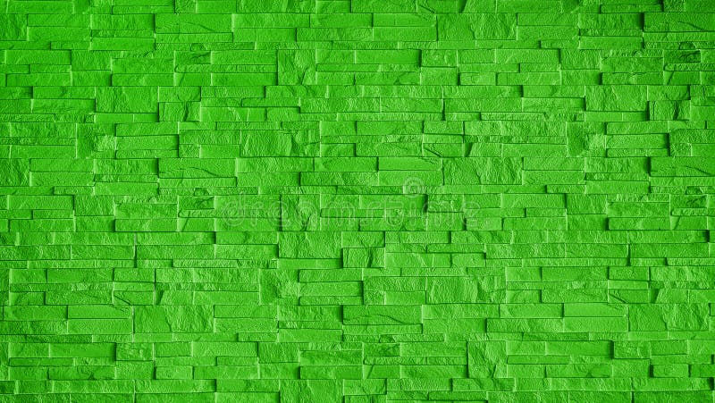 Abstract Stone Cladding Wall Made of Regular Bright Green Neon Bricks ...