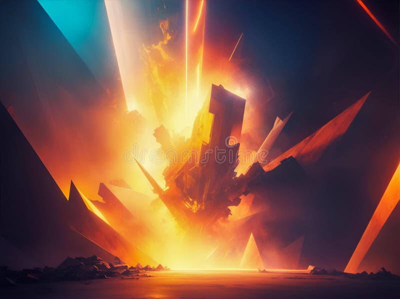 An Abstract Stone Cliff Erupting and Shattering, Creating a Dynamic and ...