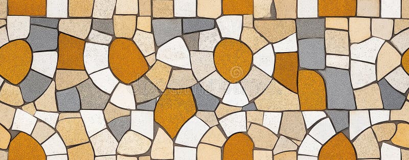 Abstract Stone Mosaic Texture Beige Gray Gold Tile Pattern AI Generated ...