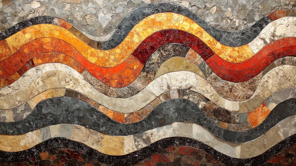 Abstract Stone Mosaic Wave Pattern Design Stock Illustration ...