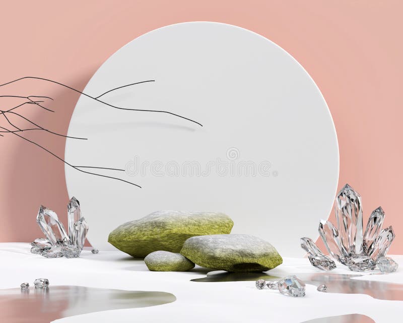 Abstract Stone Platform Showcase for Product Display with Crystal 3d ...