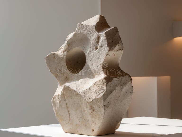 Abstract Stone Sculpture with Circular Void. a Study in Form and Light ...