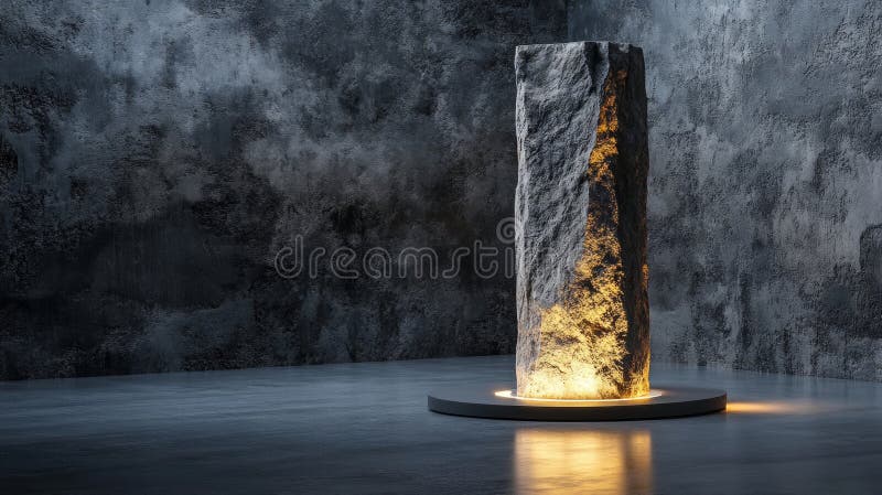 Abstract Stone Sculpture with Glowing Base Stock Illustration ...