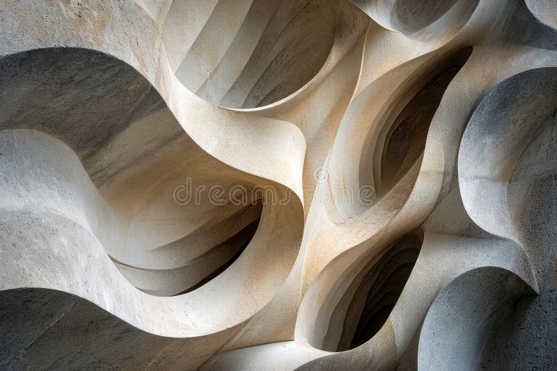 Abstract Stone Sculpture Made of Curved Lines Stock Photo - Image of ...