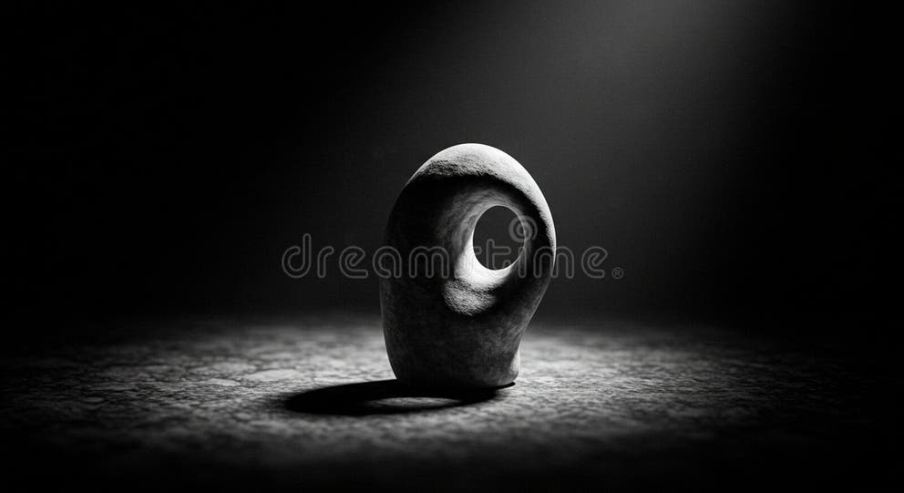 An Abstract Stone Sculpture Stands on a Textured Surface. it Has a ...