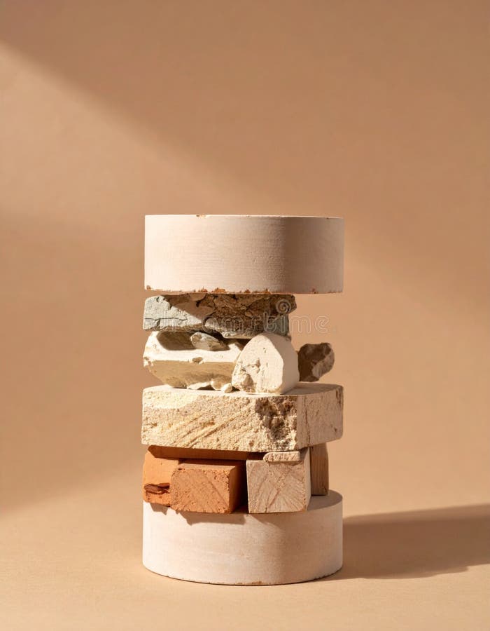 Abstract Stone Stack Sculpture on Beige Background Stock Illustration ...