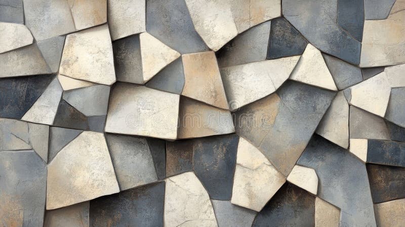 Abstract Stone Wall with Irregular Geometric Shapes Stock Illustration ...