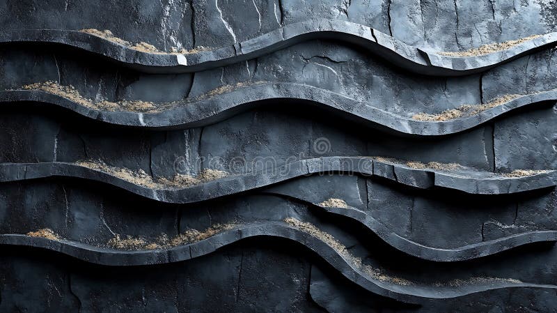 Abstract Stone Wall with Wavy Shelves and Sand Decoration Texture ...
