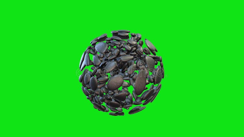 Abstract Stones Forming a Sphere, Seamless Loop, Green Screen Chromakey ...