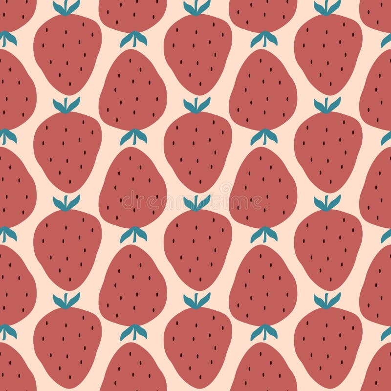 Abstract Strawberry Vector Illustration. Red Berry in Flat Style. Fruit ...
