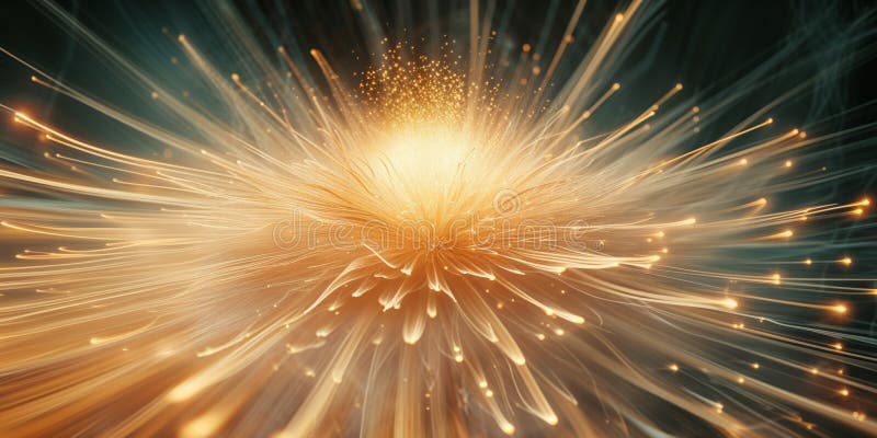 Abstract Streaks of Golden Light Emanate from a Central Source Stock ...