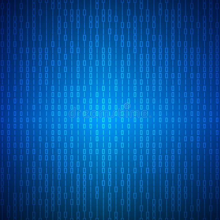 Abstract Stream of Binary Matrix Code on Blue Screen. Binary Computer Code. Programming Coding ...