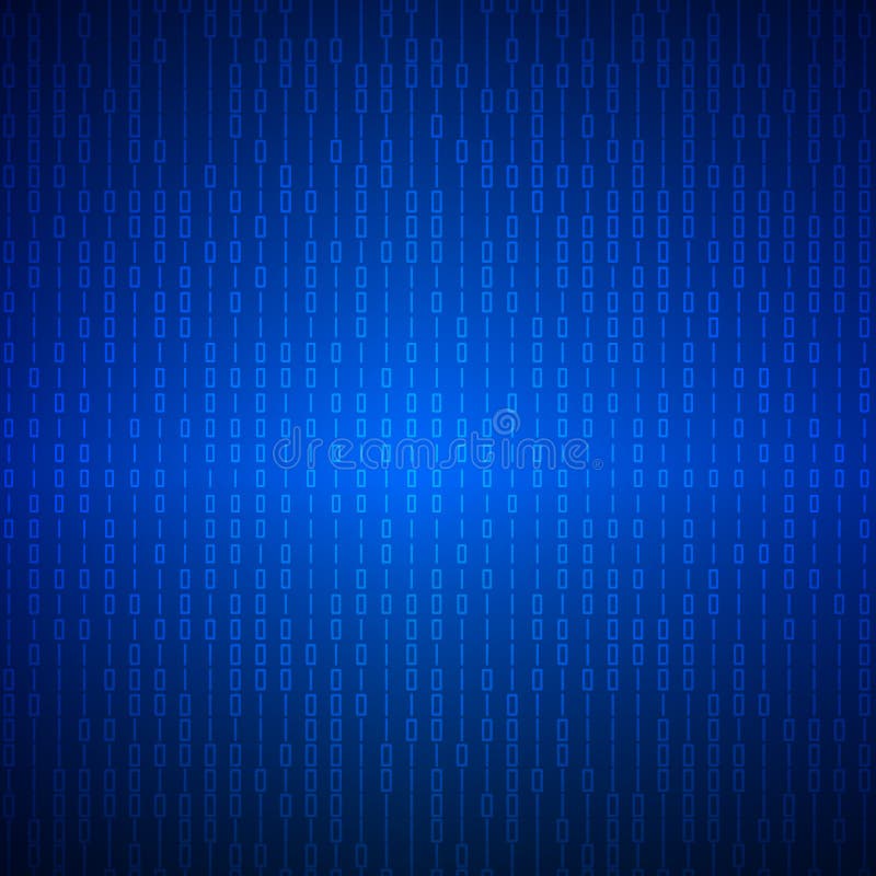 Abstract Stream of Binary Matrix Code on Blue Screen. Binary Computer Code. Programming Coding ...