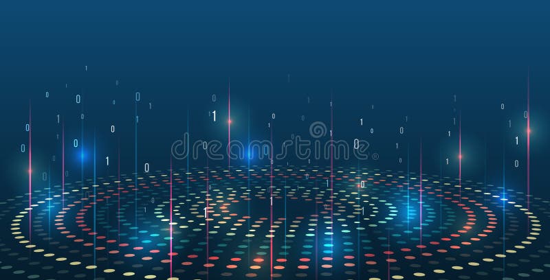 Big Data Visualization Abstract Background With Lines Array And Binary Code Stock Vector