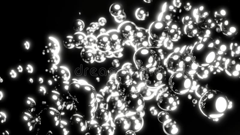 Abstract Stream of Metallic Bubbles on a Black Background. Design ...
