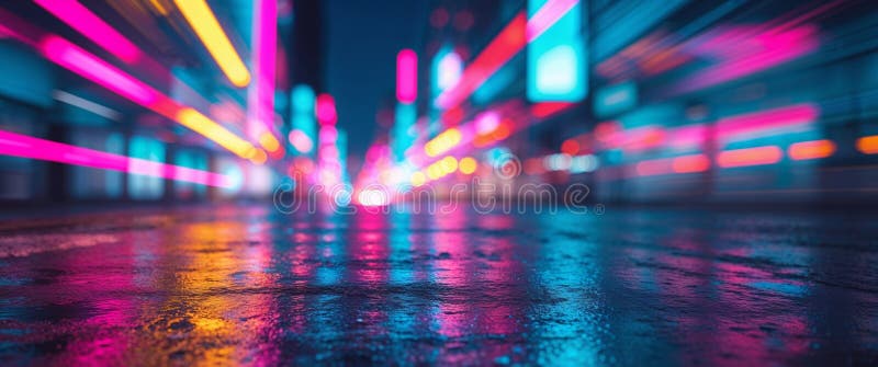 Abstract Street Background with Colorful Lights Stock Photo - Image of ...