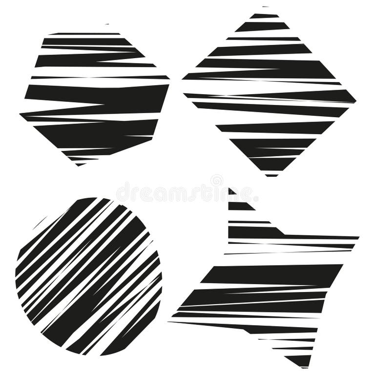 Abstract Stripe Shapes. Geometric Vector Forms. Textured Line Patterns ...