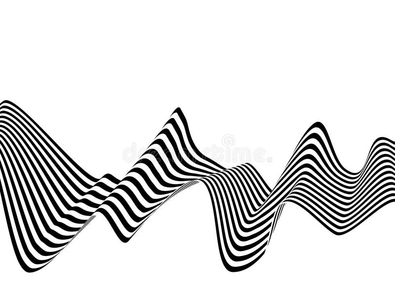 Abstract Stripe Wave with Black and White Line Pattern. 3d Optical Art ...