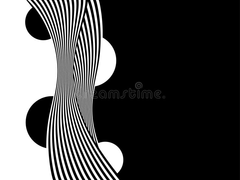 Abstract Stripe Wave with Black and White Line Pattern. 3d Optical Art ...