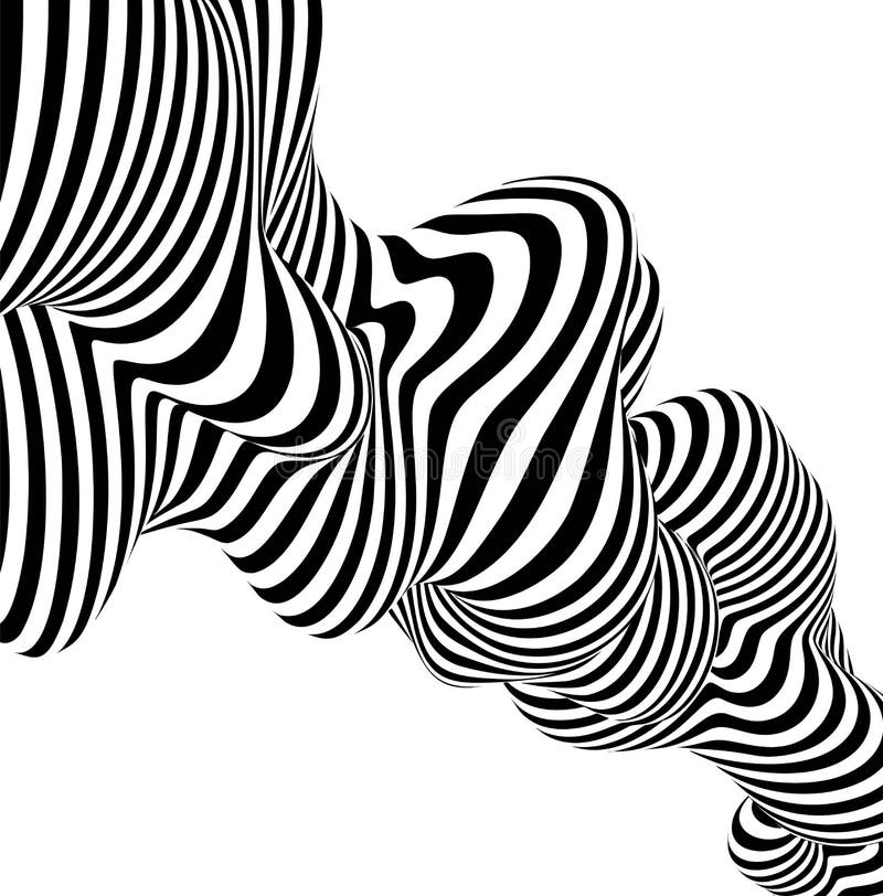 Abstract Striped Background Wave Design Black and White Line. Vector ...