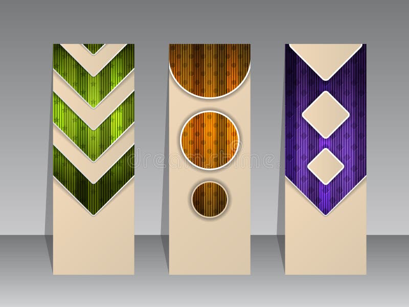 Abstract Striped Banner Set with Shadows Stock Illustration ...