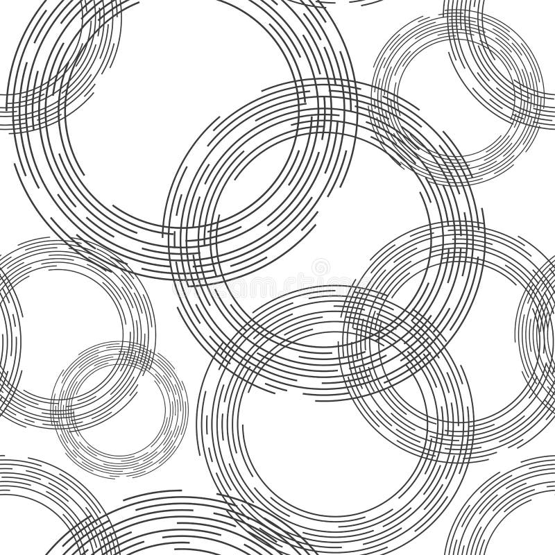 Abstract Striped Circles Seamless Pattern. Vortex Circular Line ...