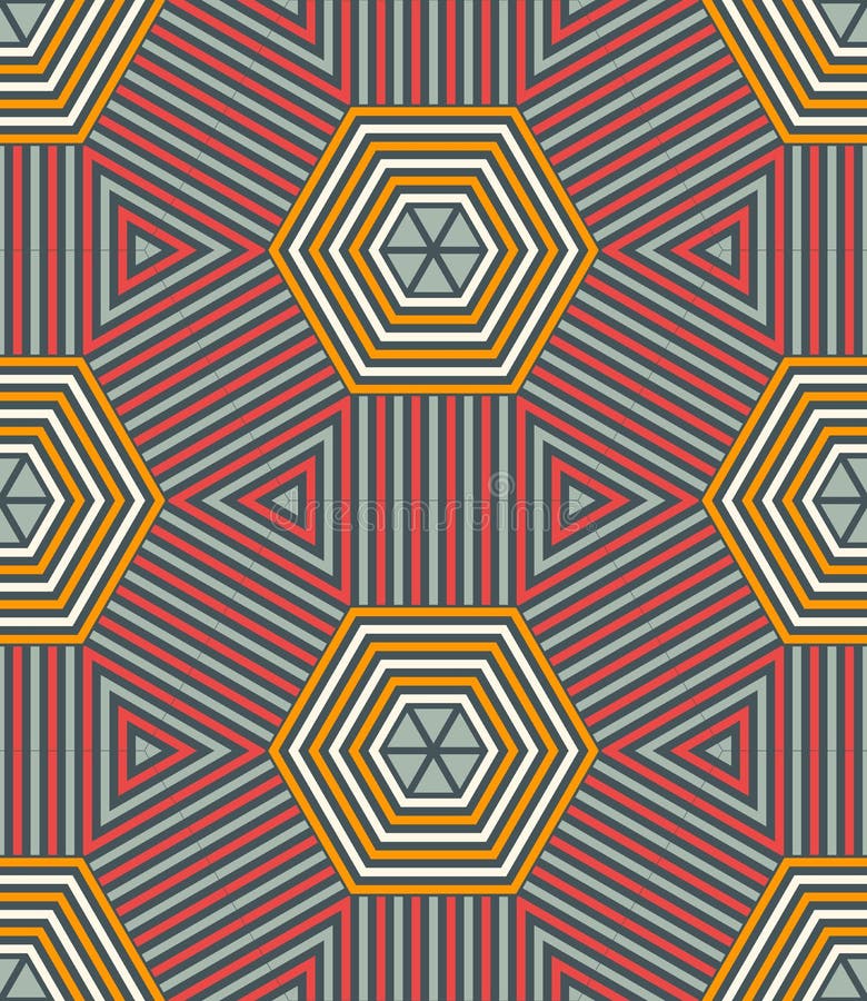 Abstract Striped Geometric Seamless Pattern with Different Shapes ...