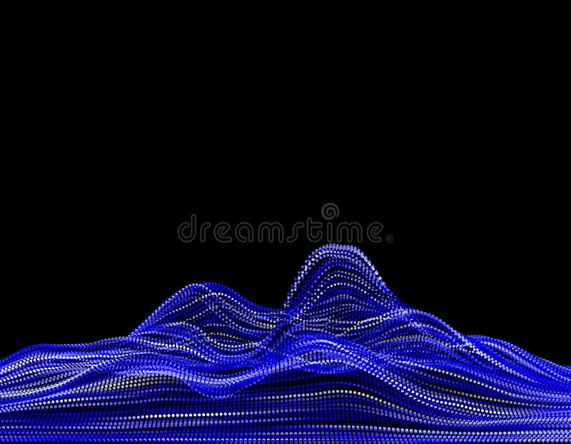 Abstract Striped Landscape. Wave Surface of Particles. 3d Vector Stock ...