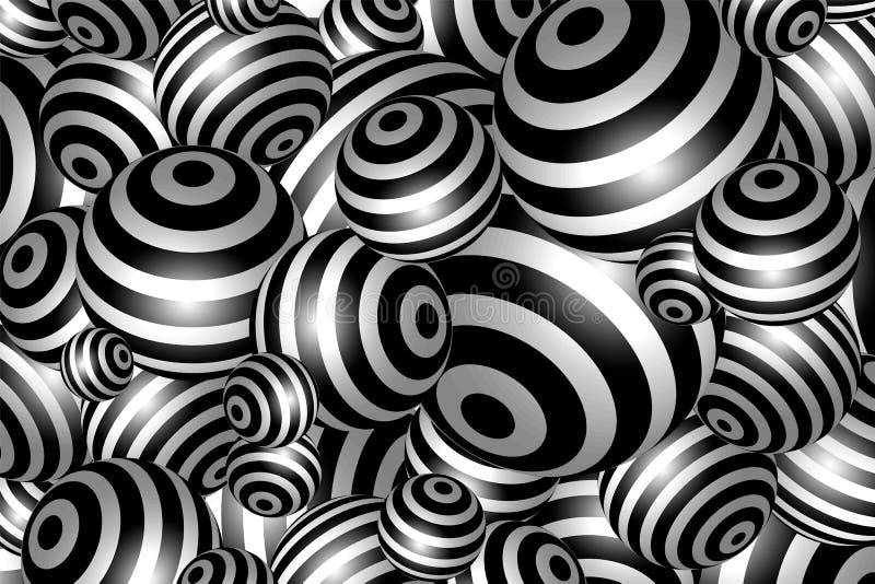 Abstract Striped Spheres Background. Black and White Vector ...